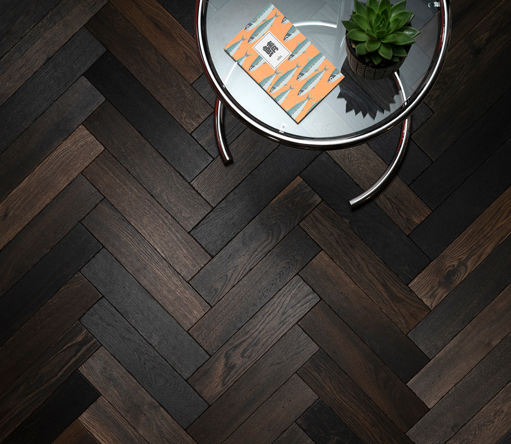Woodpecker Goodrich Charred Oak Herringbone | Newland Floors — Newland ...