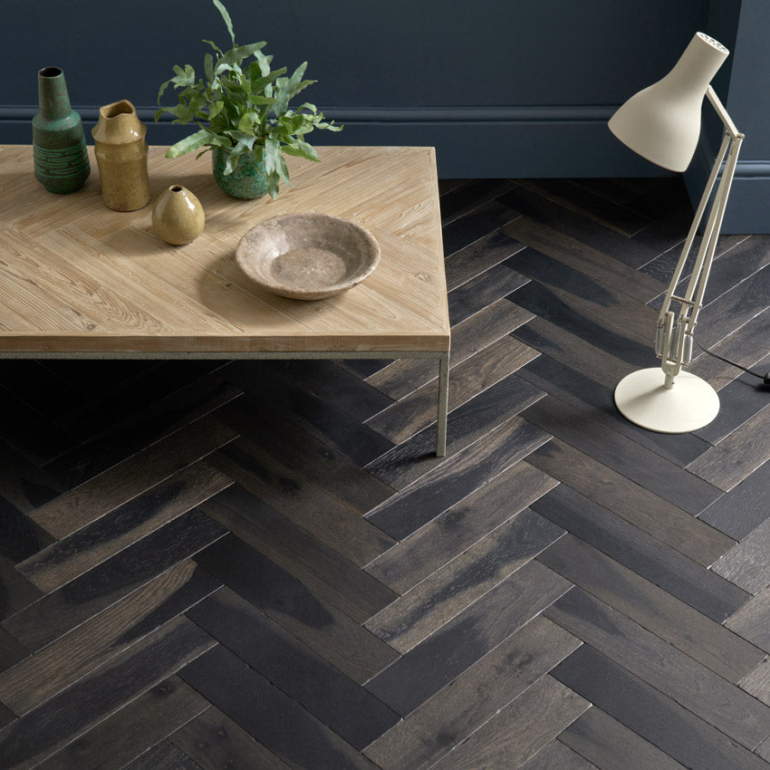 Woodpecker Goodrich Charred Oak Herringbone | Newland Floors — Newland ...