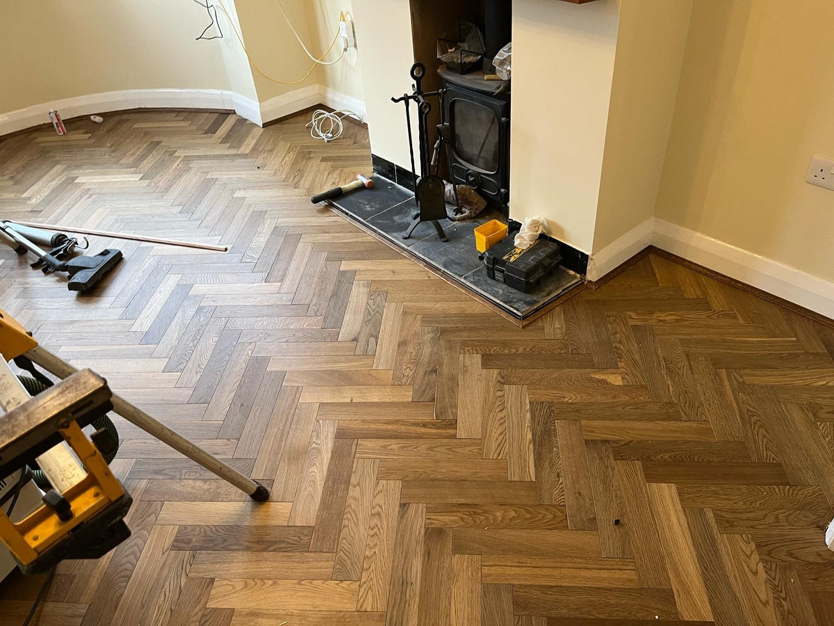 Brooks Stanford Smoked Oak Herringbone Floor | Newland Floors — Newland ...